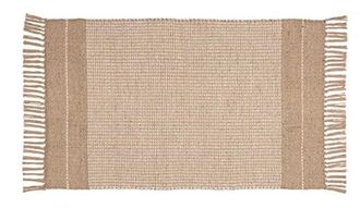 WENKO Badematte Pica, Bad-Teppich aus 70% Jute und 30% Baumwolle, Design mit Heller Muster-Struktur und Fransen als Duschvorleger oder dekorativer Teppich, 