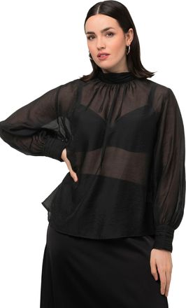 Ulla Popken Damen, transparent Blusen, schwarz, 46-48