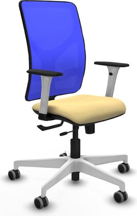 Piqueras y Crespo B&uuml;rostuhl mit schwarzen und wei&szlig;en Armlehnen, h&ouml;henverstellbare Lendenwirbelst&uuml;tze, ausgestattet mit Syncro/Traslack und Schneideschaum, Blau/Cremefar