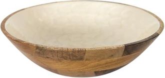 The Home Deco Factory KA0653, Salatschüssel aus natürlichem Mangoholz, Elegantes und vielseitiges Design, ideal für Salate und Obst, leicht zu pflegen, Größe 27,5 cm, beige