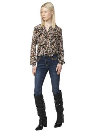 Kor&ouml;shi Chemisier en mousseline de soie &agrave; volants et imprim&eacute; plumetis pour femme, multicolore, multicolore, L