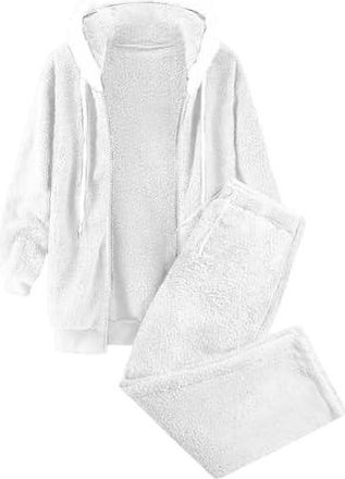 Generic 2026 Surv&ecirc;tement dint&eacute;rieur pour femme - Hiver moelleux- Avec veste &agrave; capuche et pantalon - Polaire chaude - 2 pi&egrave;ces - Combinaison de loisirs douille