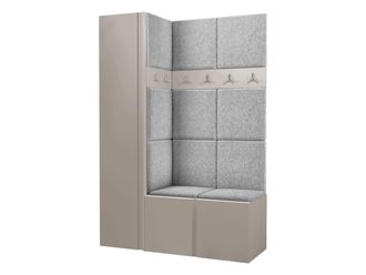 Mirjan24 Garderoben-Set Monati IX, Kleiderschrank, Schuhschrank mit 6 F&auml;cher, 2X Kleiderhakenbrett, Gepolstertes Paneel/Wandpaneel, 8 Doppelhaken, Flurgarderob