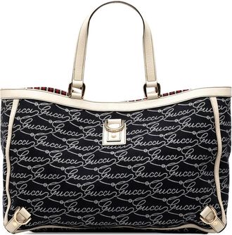 Gucci Shopper - 85th Anniversary Canvas Logo Abbey D Ring Tote - Gr. unisize - in Blau - für Damen