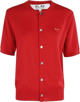 Comme Des Gar&ccedil;ons Femme, Pulls, Rouge, Taille: 40 FR Round Neck Emblem Cardigan