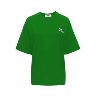 Msgm Gr&uuml;nes Baumwoll-T-Shirt f&uuml;r Frauen - - Tops - Herren - Gr&uuml;n - M