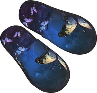Generic Fourrure Pantoufles Fond Avec Des Papillons Nocturnes Doux Pantoufles De Voyage Lavables Hiver Chausson Pour Chambre Camping Invit&eacute; M