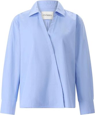 Closed Femme, Blouses et Chemises, Bleu, Taille: 40 FR Compact Poplin Blouse