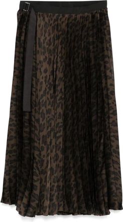 sacai Femme, Jupes, Brun, Taille: 38 FR Wrap Pleated Midi Skirt