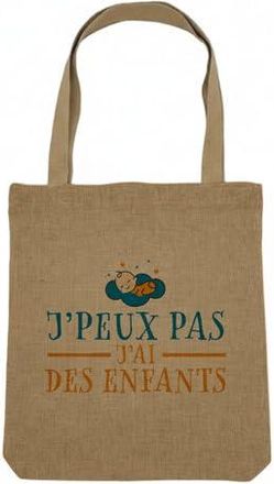 Fabulous Sac Shopping Tote Bag Aspect Lin - JPeux Pas Jai Des Enfants Famille Papa Maman - Sac de Courses Toile Epaisse 360g Beige Naturel Cabas Port&eacute; Epaule S