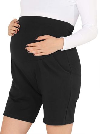 Be Mammy Damen Umstandshorts BE20-234(Schwarz, M)