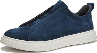 Generic Chaussures de marche décontractées en cuir véritable respirant et confortable pour homme, bleu marine, 39 1/3 EU