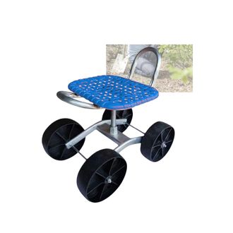 Generic 360&deg; Drehbarer Gartenwagen Mit Sitz, Verstellbarer Hockerwagen 22-36 cm H&ouml;he Und Drehfunktion, for Die Bepflanzung Im Freien(Blue)