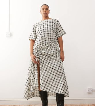 Collusion Plus - Robe longue &agrave; carreaux avec liens multiples - Neutre