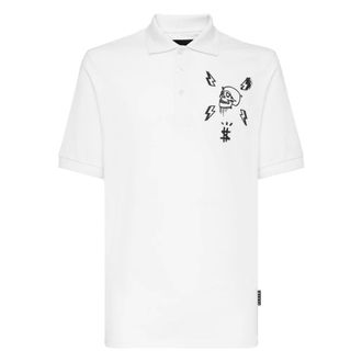 Philipp Plein Homme, Tops, Blanc, Taille: 3XL T-Shirt Col Rond Skull