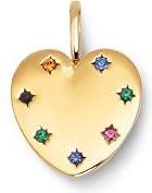 Singularu Charm Coeur Glam. Laiton avec finition plaqué or 18 kt. Pendentif motif coeur avec détails en zircons colorés. Bijoux pour femme