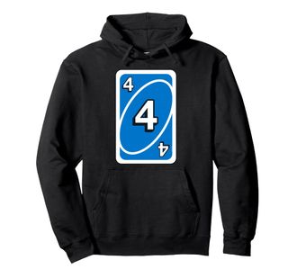 Uno Halloween Blue 4 Karte Pullover Hoodie