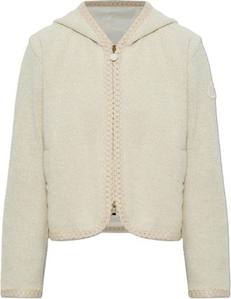 Moncler Waffelstrick-Kapuzenpullover mit Rei&szlig;verschluss - - Knitwear - Damen - Beige - L