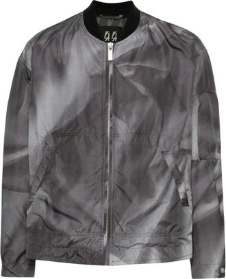 44 Label Group Homme, Vestes, Noir, Taille: L Crinkle Graphic-print Bomber Jacket