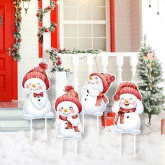 Generic Gartenstecker Weihnachten,Weihnachtsdeko Aussen Figuren Schneemann Gartenstecker Weihnachten deko Weihnachtskerzen Garten Acryl 2D Weihnachtsmann Auss