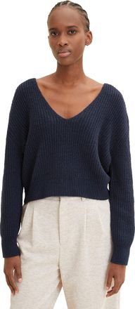 Tom Tailor Damen 1035893 Oversized Pullover mit V-Ausschnitt, 10668-Sky Captain Blue, XXL