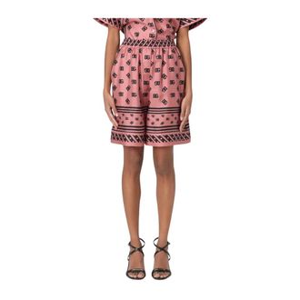Dolce & Gabbana Rosa Logo Print Seiden Shorts - - Shorts - Damen - Rosa - S