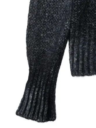 Avant Toi Open-Knit Crew Neck Sweater - Navy