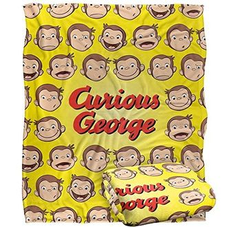 Trevco Curious George Heads Silky Touch Super Soft Throw Blanket 152 X 127 cm