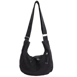 Generic Sac &agrave; bandouli&egrave;re tendance en toile pour femme et fille pour l&eacute;cole, le travail, un usage quotidien, Noir, 11.02x4.33xcinch
