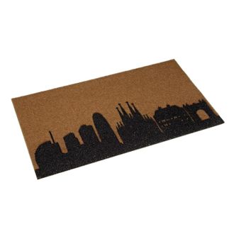 VERSA Barcelona Fußmatte, moderner Stil, 2 x 70 x 40 cm, Polyester, Braun mit schwarzen Details