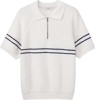 Dunst Homme, Tops, Blanc, Taille: M Polo Maille Ray&eacute; avec Demi-Fermeture &Eacute;clair