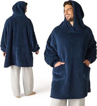 Bedsure Plaid &agrave; Capuche Adulte - Plaid Polaire avec Manche Femme Homme Couverture Manche avec Poches Portables, Plaid Pull Couverture Canape TV Hiver, 107x90 