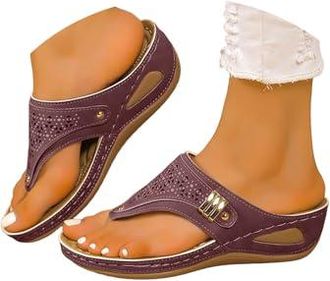 Generic Pantoufles orthop&eacute;diques confortables pour femme avec soutien de la vo&ucirc;te plantaire, tongs &agrave; bout ouvert pour femme, sandales plates d&eacute;t&eacute; habill&eacute;es 20