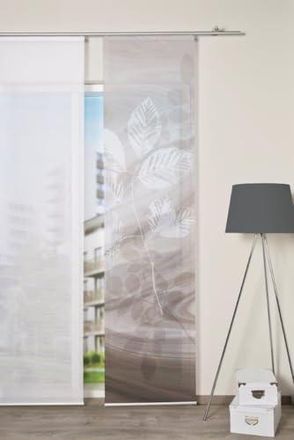 Vision S halbtransparenter Schiebevorhang TOUPILLON, in Bambus-Optik, digitalbedruckt, Seiten lasergeschnitten, Farbe: Taupe, Größe: 245 x 60 cm, Anzahl:1x