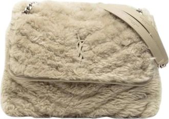 Saint Laurent Sac bandouli&egrave;re en peau lain&eacute;e pr&eacute;-poss&eacute;d&eacute; - Femme - Pre-owned - Beige - Taille: ONE Size