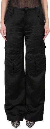 Tom Ford Femme, Pantalons, Noir, Taille: 38 FR Pantalon Cargo Ample en Viscose-Lin Lumineux