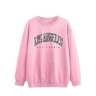 Generic T-shirt &agrave; manches longues et col rond pour femme pour entra&icirc;nement quotidien &agrave; la maison et en plein air, rose, XXL