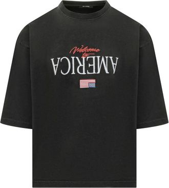 Willy Chavarria Homme, Tops, Noir, Taille: M Welcome To America Buffalo Tee