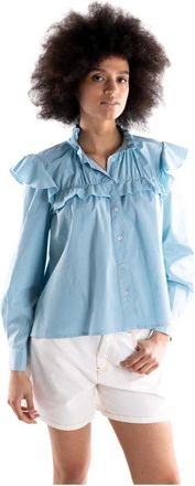 Brand Unique Femme, Blouses et Chemises, Bleu, Taille: 40 FR Chemise en coton boutonn&eacute;e sur le devant