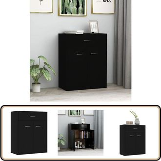 vidaXL Vidaxl - Buffet noir 60x30x75 cm bois dingénierie - Buffet Noir - Meuble Rangement - Armoire Entrée - Commode - Mobilier Salon