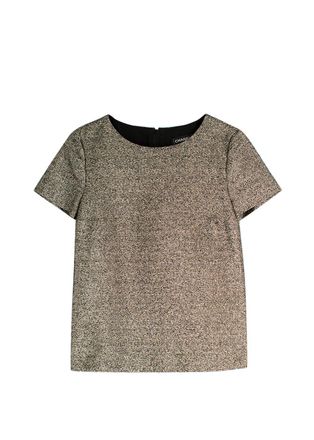 Chanel Metallic Gold Tweed Top Size S