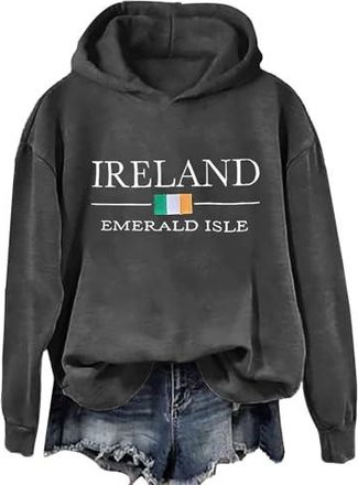 Generic Pull de la Saint-Patrick pour femme, pull imprim&eacute; tr&egrave;fle irlandais &agrave; manches longues pour femme, sweatshirts de f&ecirc;te sans capuche, cadeaux tr&egrave;fle port