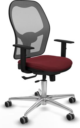 Piqueras y Crespo B&uuml;rostuhl mit 1D-Armen, h&ouml;henverstellbare Lendenwirbelst&uuml;tze, ausgestattet mit Syncro/Traslack und injiziertem Schaumstoff, Grau/Granatrot