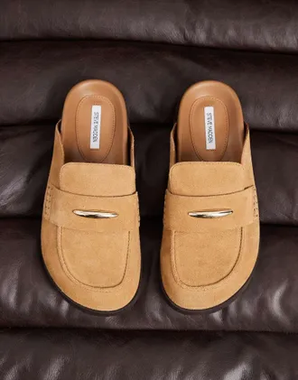 Steve Madden Tobin - Clogs aus Wildleder in Kastanienbraun-Neutral