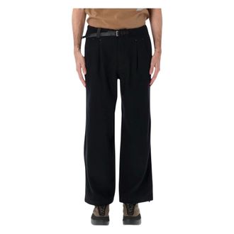 And Wander Pantalon Large Pliss&eacute; en Laine - Homme - Pantalons - Noir - Taille: M