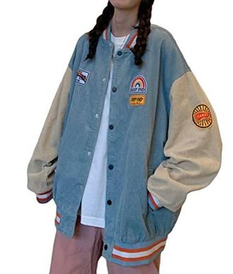 ORANDESIGNE Veste Baseball Femme Blouson Baseball Homme Bomber Jacket Casual &agrave; Manches Longues Veste Coll&egrave;ge Varsity Jacket Oversize Oldschool Jacket Vintage Vest