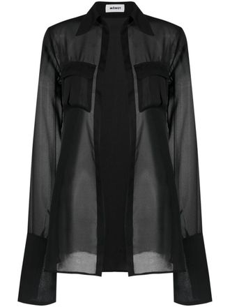 Mônot chemise Georgette à effet de transparence - Noir