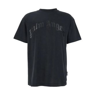 Palm Angels T-shirt noir &agrave; col rond avec logo maxi - Homme - Tops - Noir - Taille: 3XL