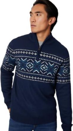 Noroze Hommes Noël Pull-Over Nouveauté Fair Isle Jumper Gros Tricot Xmas Pull pour Les Femmes Unisex (XL, Bonhomme de Neige Marine)