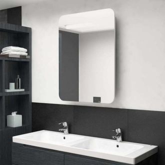 vidaXL Vidaxl - Armoire de salle de bain &agrave; miroir led blanc et ch&ecirc;ne 60x11x80cm